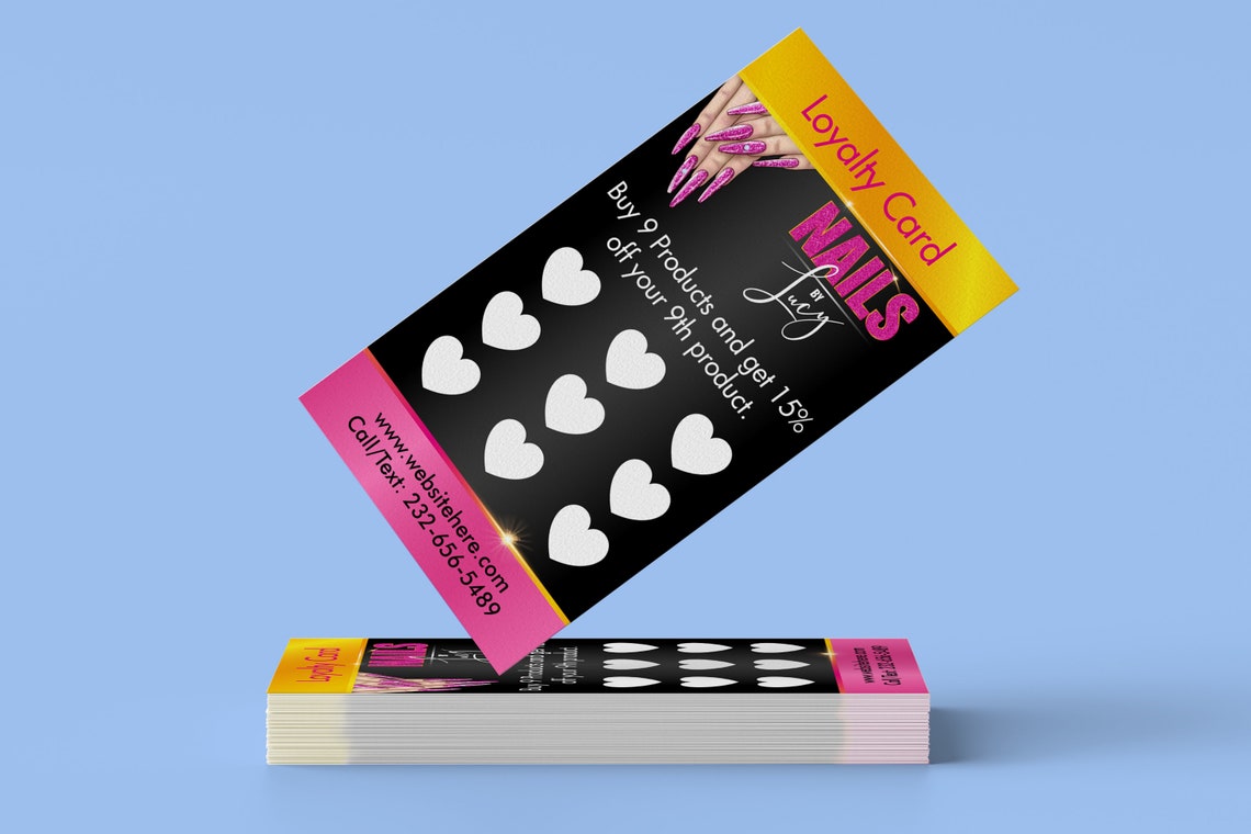 Nail Salon Loyalty Card Template Nail Tech Loyalty Cards - Etsy