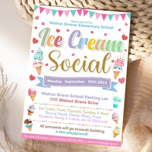 Editable Ice Cream Social Invitation, Ice Cream Activity, Ice Cream ...