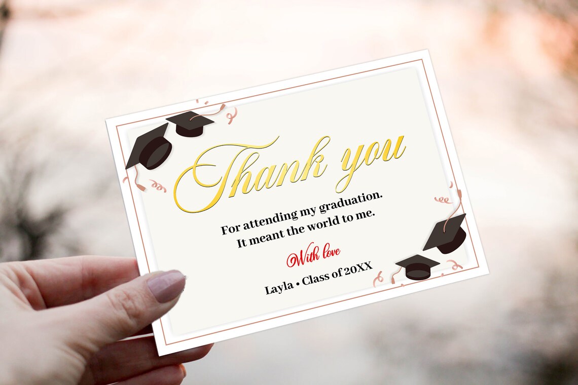 Editable Graduation Thank You Cards Template, High School College ...