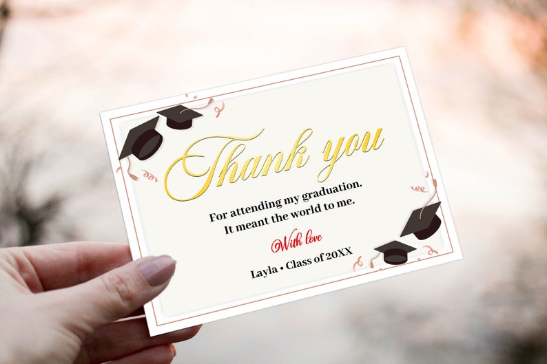 Editable Graduation Thank You Cards Template High School - Etsy