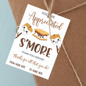 Editable Smore Tags, You Are Appreciated Editable Gift Tag, Client ...