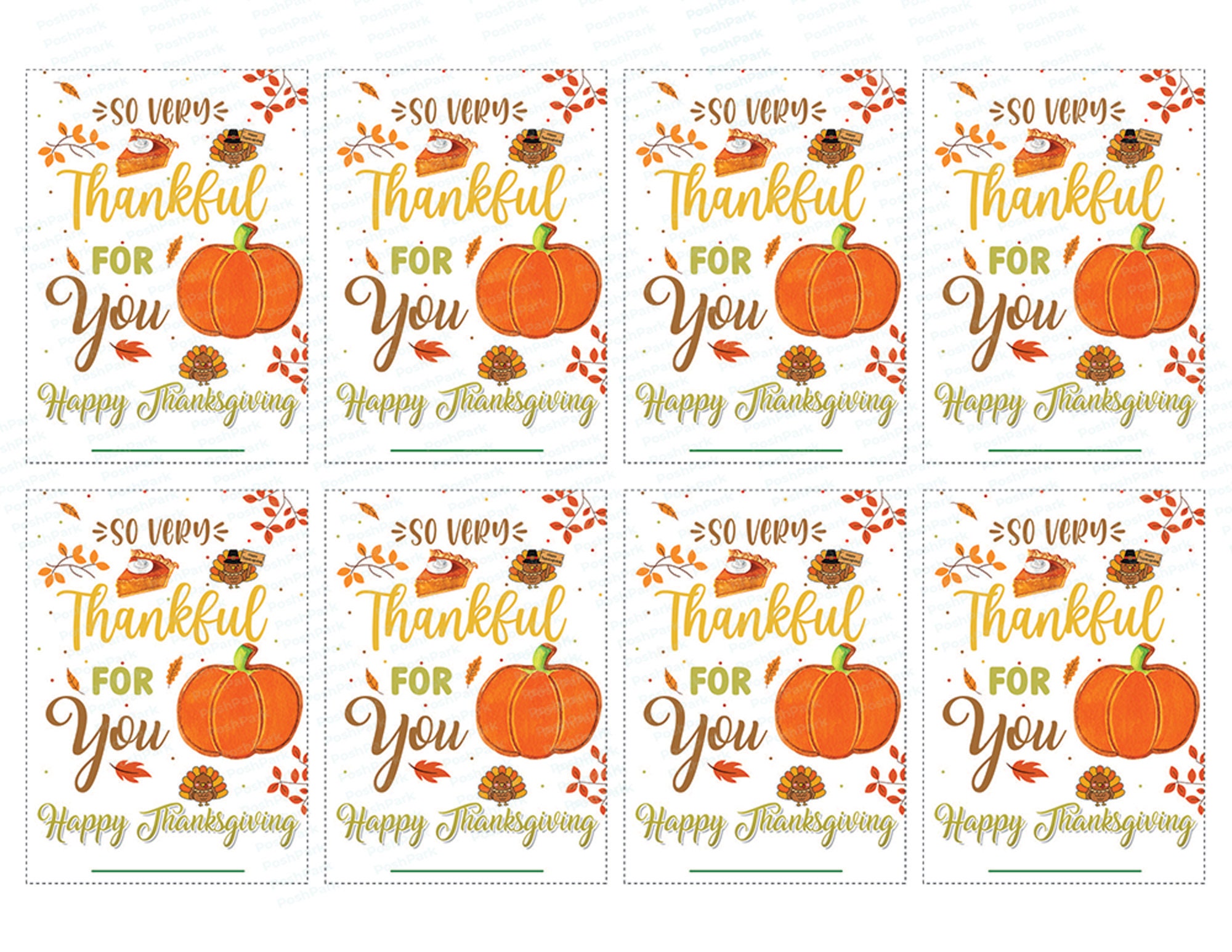 Printable Grateful Thankful for You Thanksgiving Gift Tags, PDF Fall ...