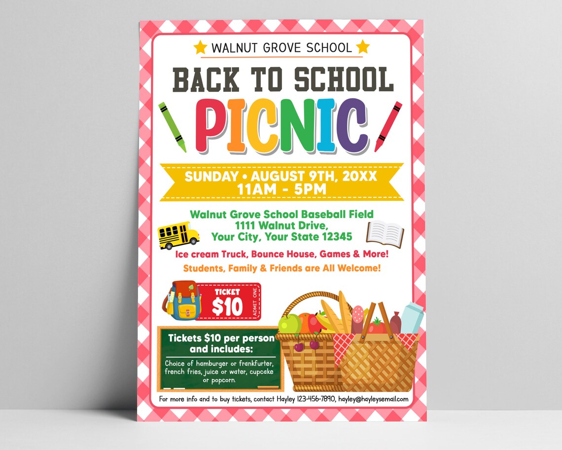 Editable Back to School Picnic Flyer Template, Meet Your Teacher Invite ...