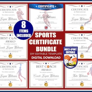 Editable Multi-sport Certificate Bundle, End of Season Sport ...