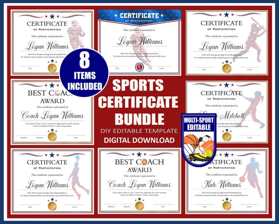 Editable Multi-sport Certificate Bundle End of Season Sport - Etsy