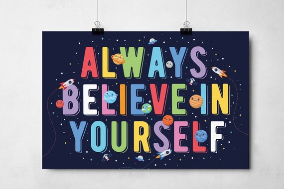 Boho Classroom Decor Believe in Yourself, Colorful Classroom Quotes ...