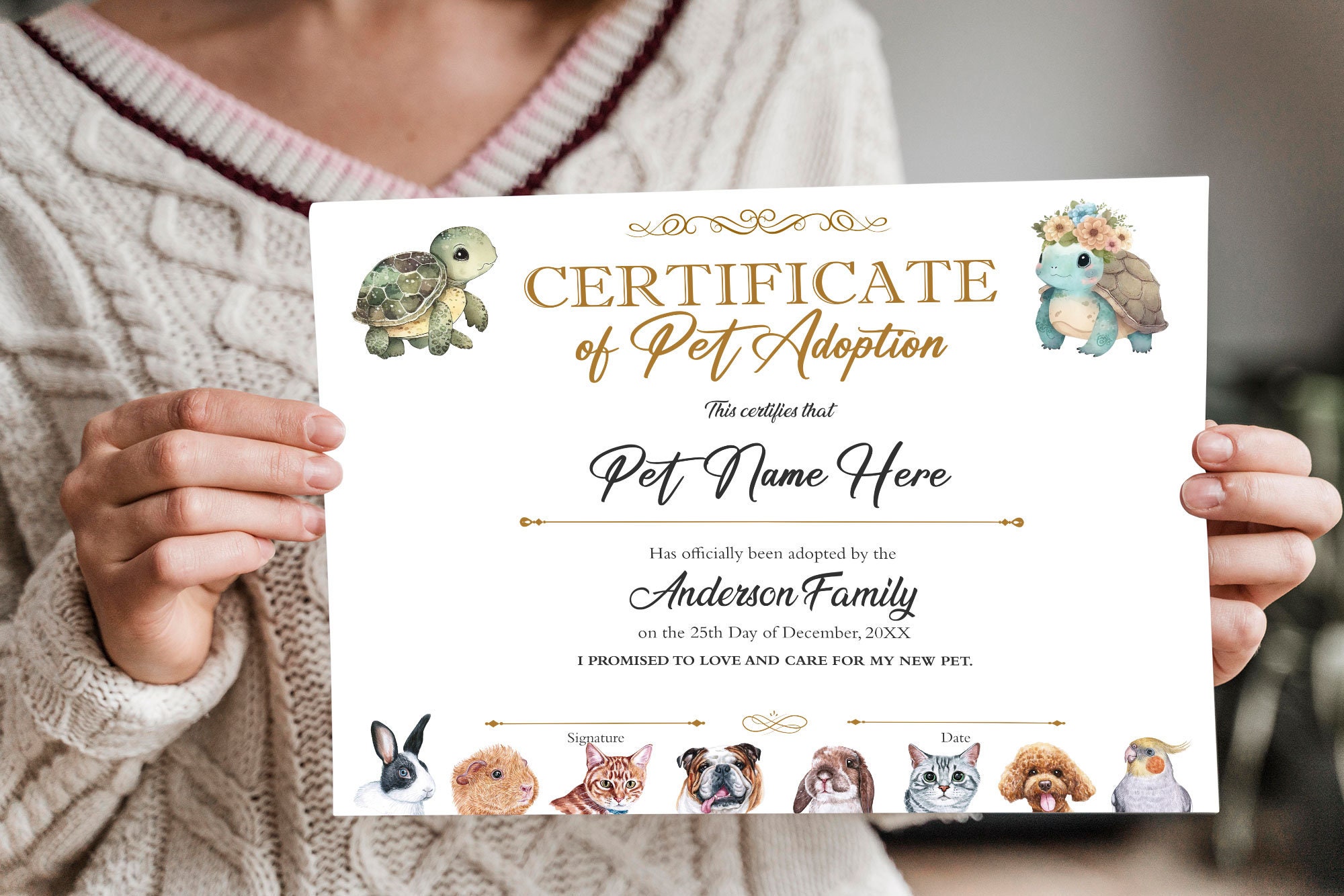 Pet Adoption Certificate, Animal Certificate Template, Certificate of ...