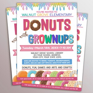 Donuts With Grownups Flyer, Father Mother Parents Grandparents ...