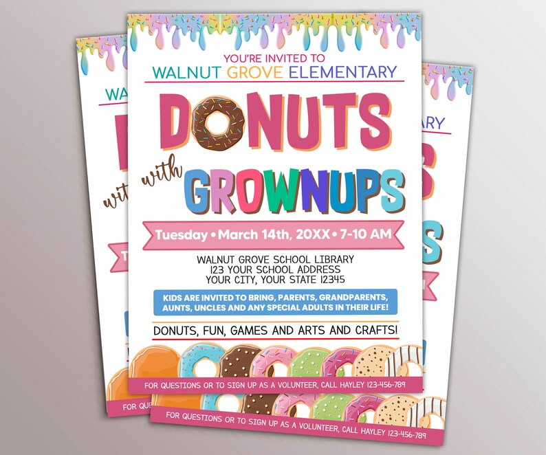 Donuts With Grownups Flyer, Father Mother Parents Grandparents ...
