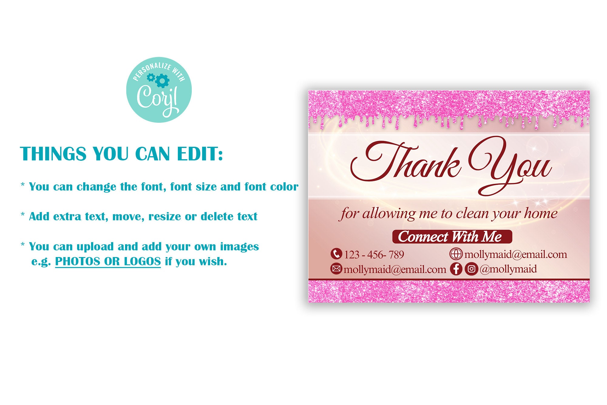 Cleaning Business Thank You Card Template | Printable Cleaning Service ...