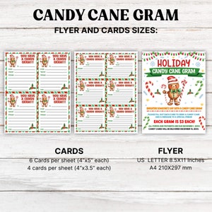 Editable Christmas Candy Cane Gram Template, Holiday Candy Cane Gram ...