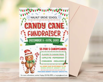 Christmas Candy Cane Fundraiser Flyer, Printable Holiday Invitation ...
