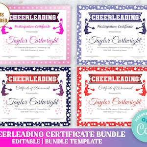 Editable Cheer Certificates Download Set of 4 Bundle, Cheerleader ...