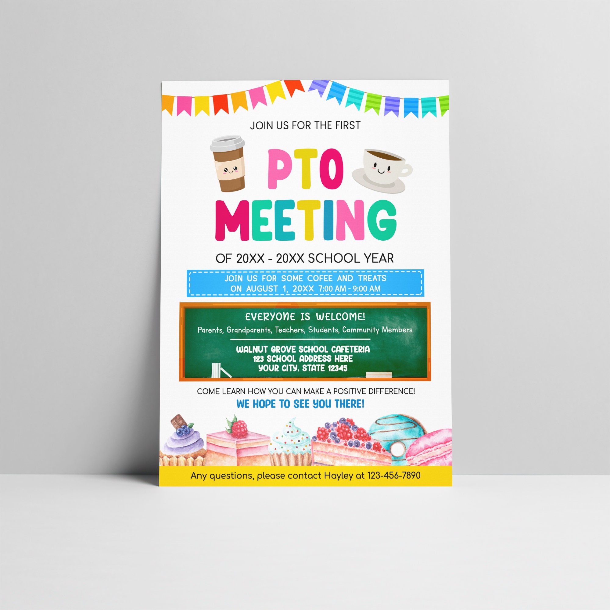 Editable PTO PTA Meeting Flyer Template, Back to School Breakfast ...