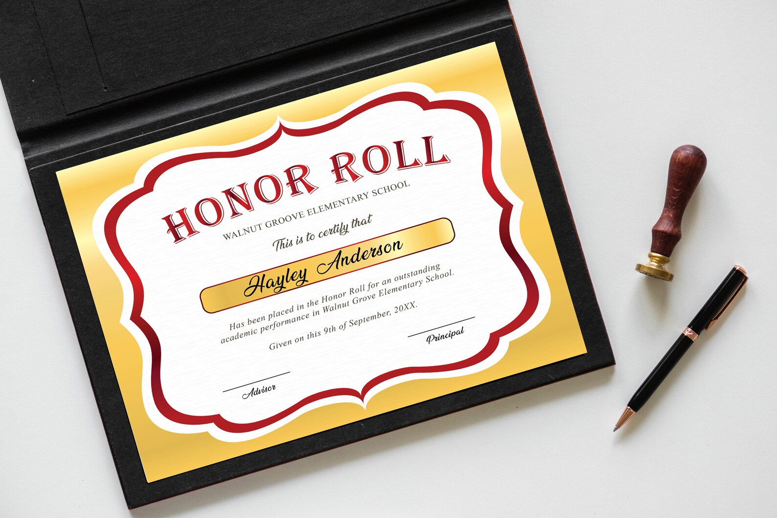 Editable Honor Roll Award Certificate Beige Red School - Etsy