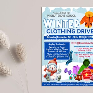 Editable Winter Clothing Drive Flyer Template Holiday Charity - Etsy