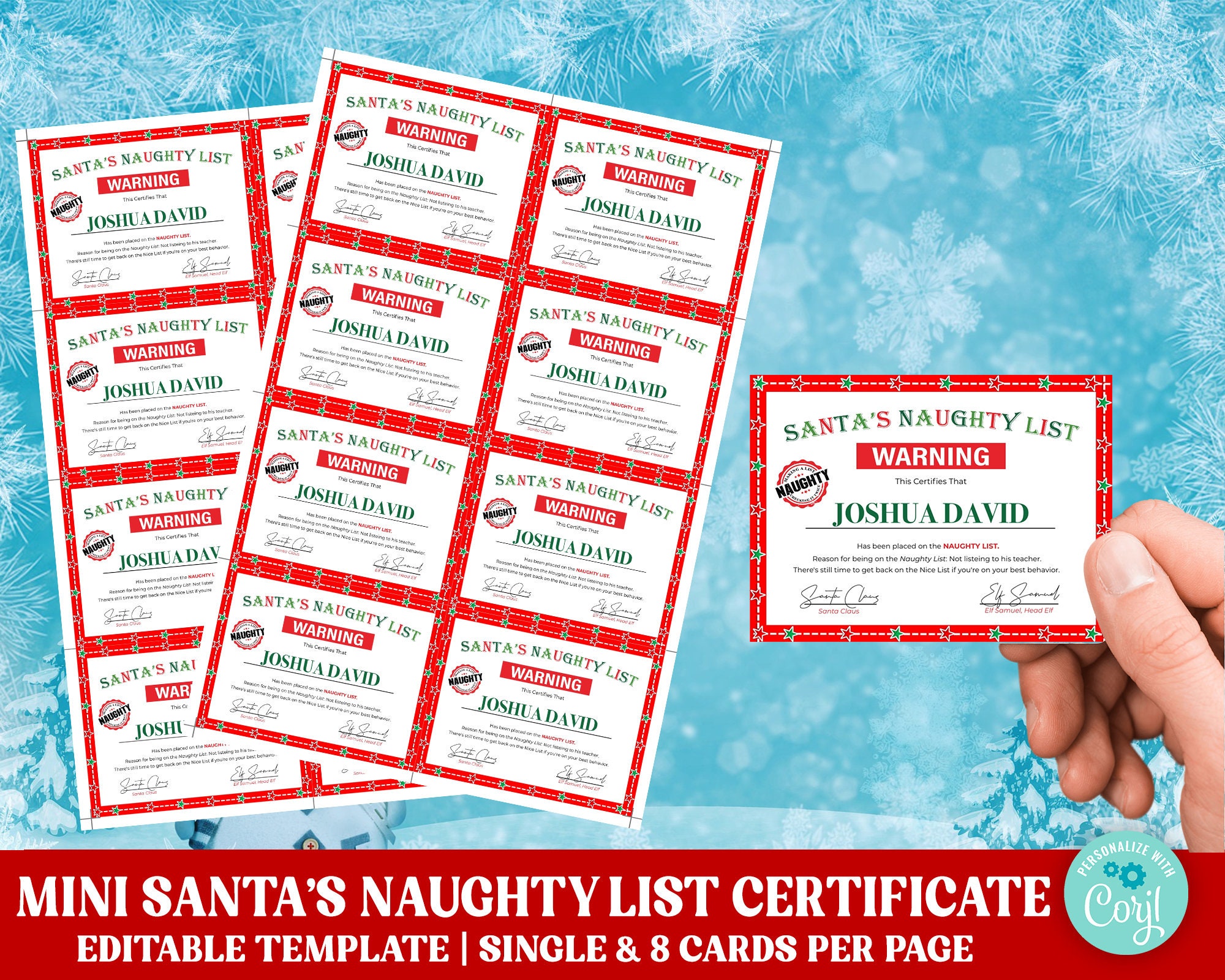 Printable Mini Santa Naughty List Certificate Naughty List - Etsy