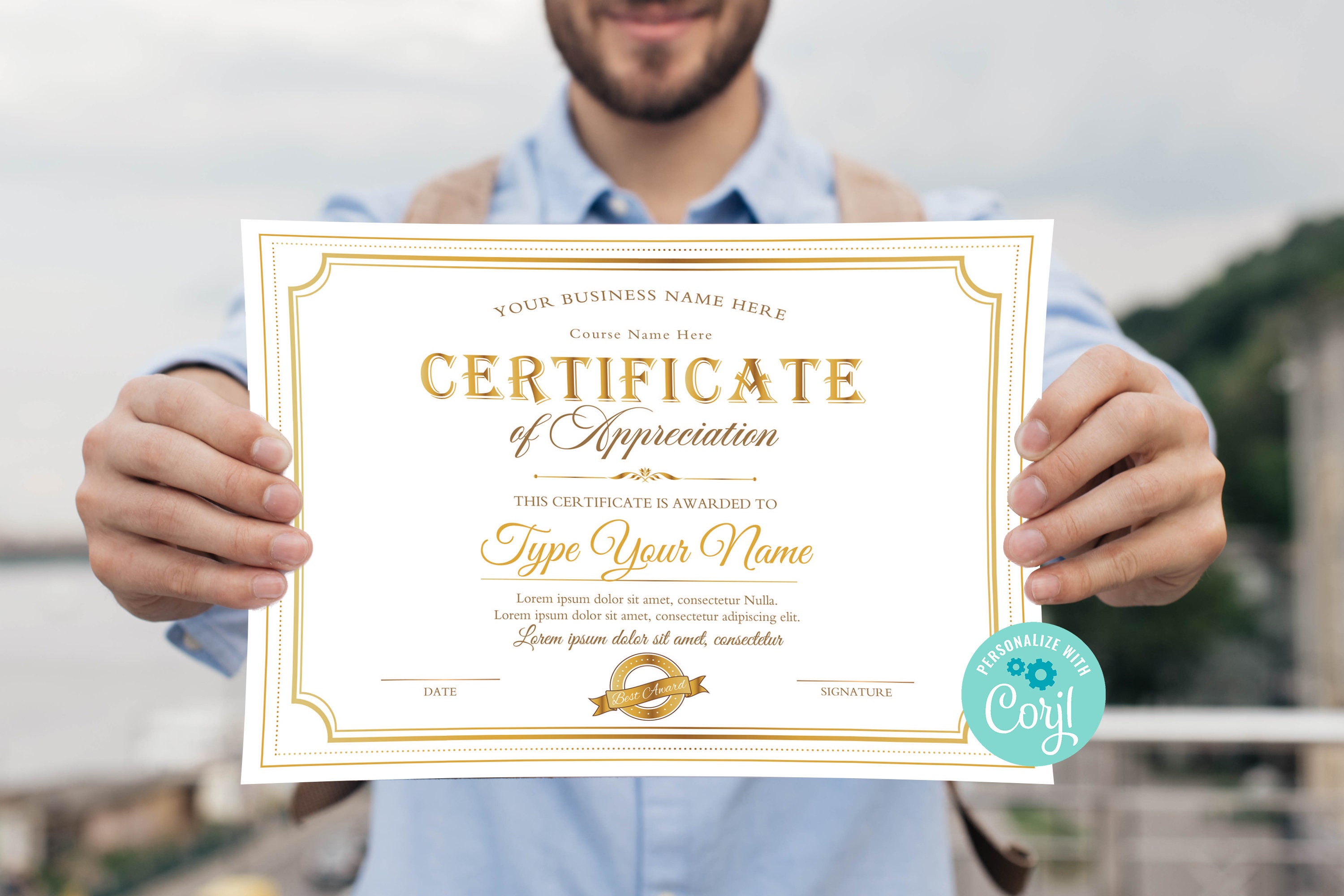 DIY Certificate of Appreciation Bundle, Gold and Black Custom Award ...