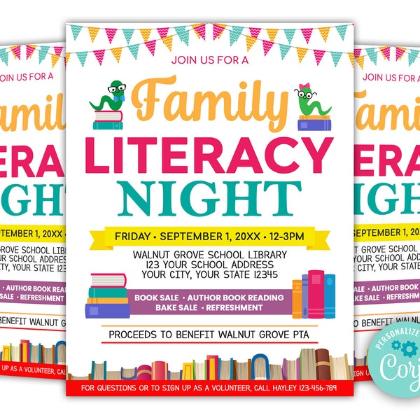 Family Reading Night Flyer - Etsy