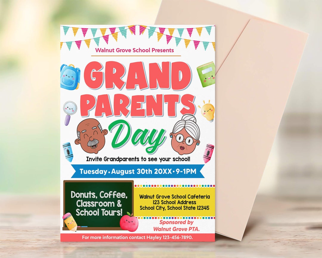 Editable Grandparents Day Flyer, Back to School PTA PTO Fundraiser ...