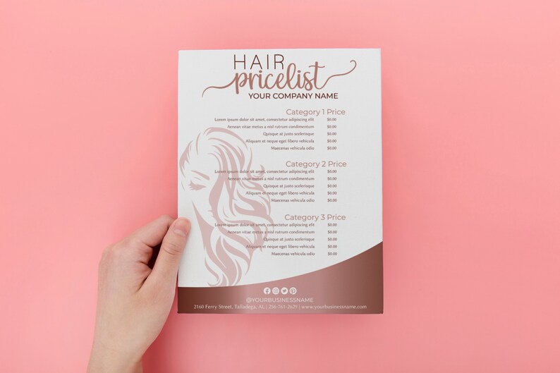 EDITABLE Hair Salon Price List Hair Pricelist Flyer Hair | Etsy