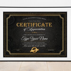 Editable Certificate of Appreciation Template, Royal Blue and Black ...