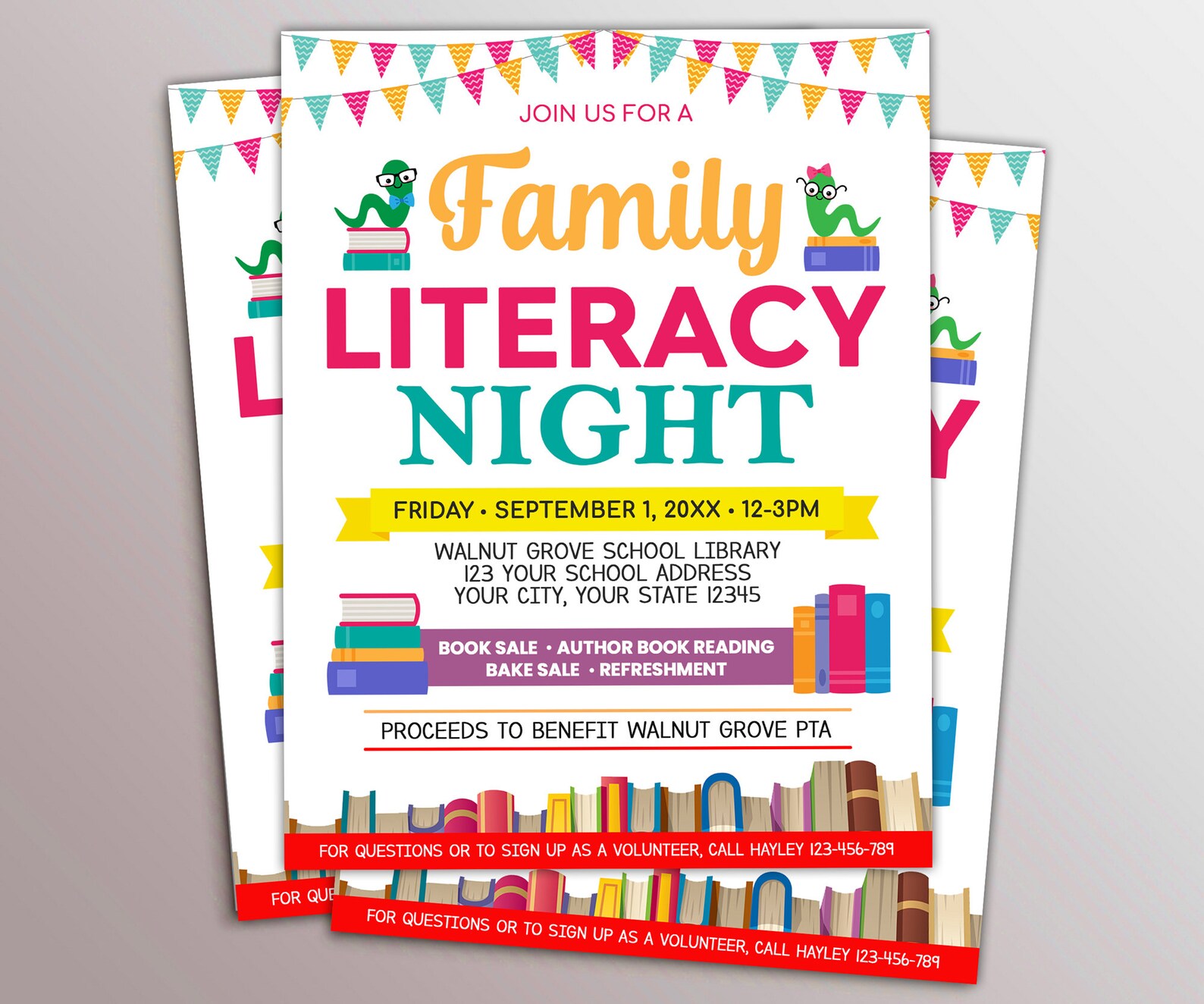 Editable Family Literacy Night Flyer PTO PTA Reading Book - Etsy
