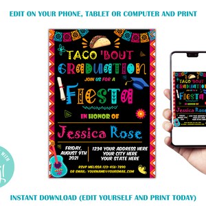 Editable Fiesta Graduation Invitation Digital, Fiesta Grad Party Invite ...