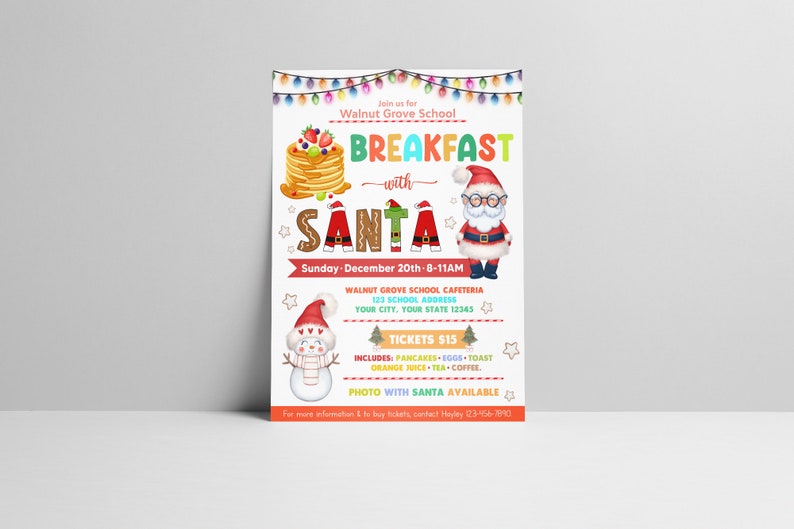 EDITABLE Breakfast With Santa Flyer Invitation Meet Santa - Etsy