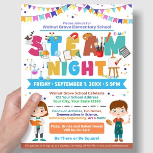 Editable STEAM Night Flyer, PTO PTA School Flyer, Science Tech ...