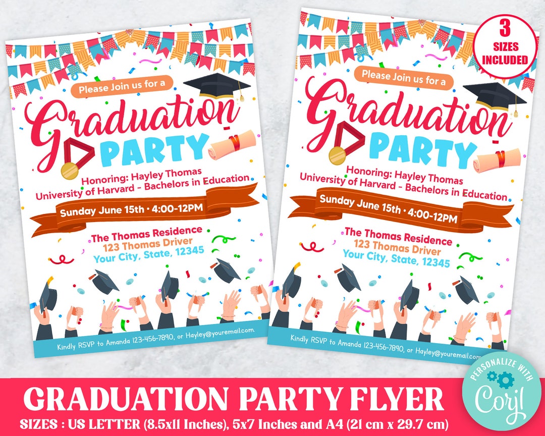 Editable Graduation Invite, Grad Party Invite, Graduation Ceremony ...