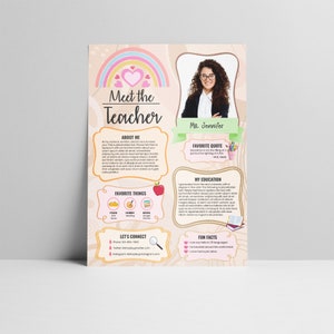 Meet the Teacher Template Rainbow, Meet the Teacher Template Coral ...