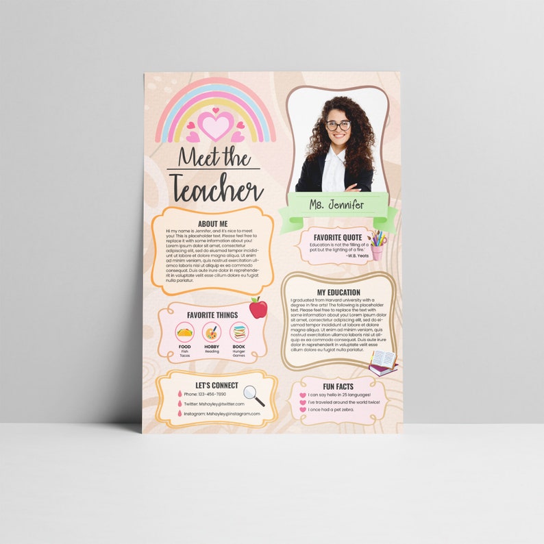 Meet the Teacher Template Rainbow Meet the Teacher Template - Etsy