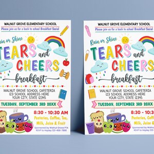 Tears and Cheers Breakfast Invitation Flyer, Back to School Breakfast ...