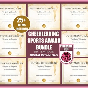 PRINTABLE PDF End of Season Cheerleading Award Certificates, 25 Plus ...