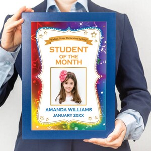 Colorful Student of the Month Certificate With Photo, Editable Student ...