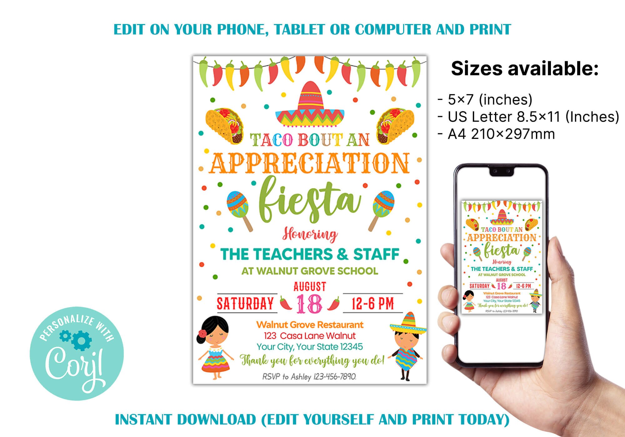 Taco Bout an Appreciation Invite Template, Mexican Themed Party ...