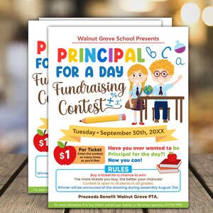 Editable Principal for A Day Fundraising Contest Flyer, School Event ...