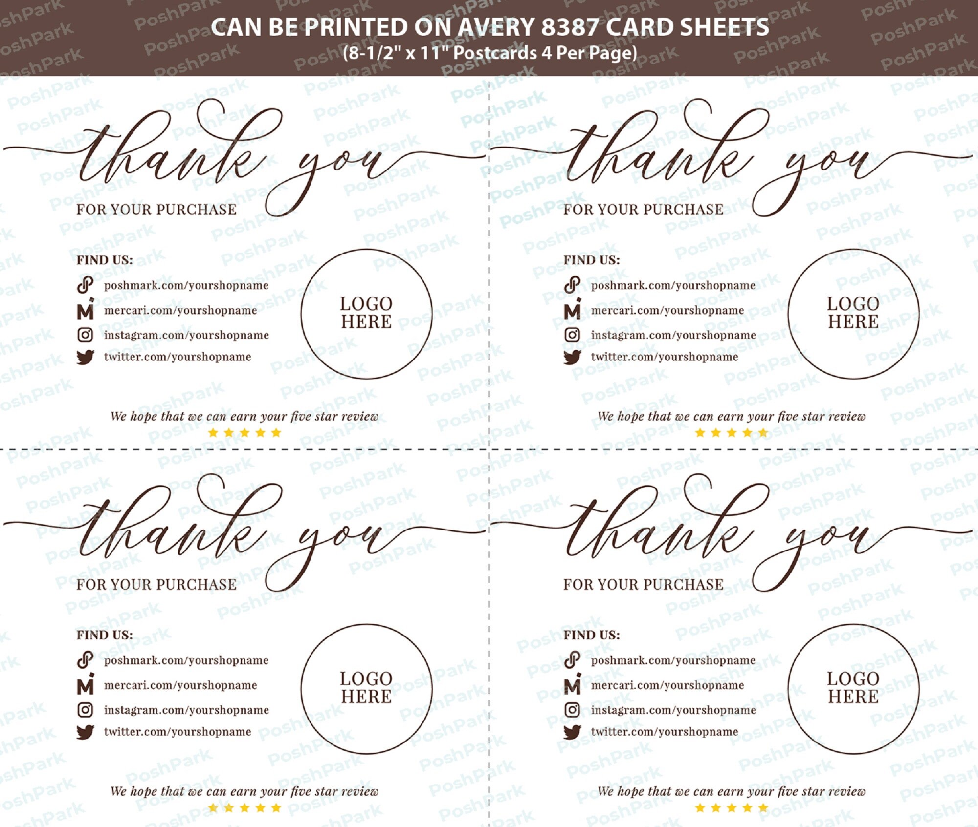 Minimalist Small Business Thank You Cards, DIY Thank You Card for Small ...