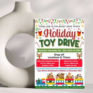 Holiday Toy Drive Flyer Template, Printable School Church Xmas ...