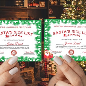 Mini Nice List Certificate From Santa, Editable Santa's Nice List Card ...