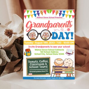 Grandparents Day Flyer Template, Editable Family School Invite ...