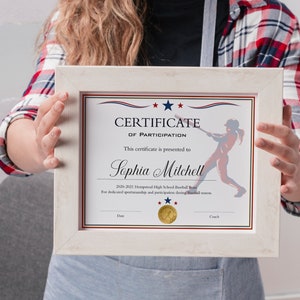 Girls Softball Certificate Template, Red White Baseball Certificate of ...