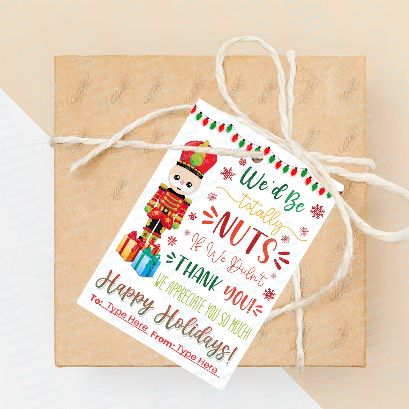 Editable Christmas Nut Gift Tags Staff Employee Nurse Teacher - Etsy