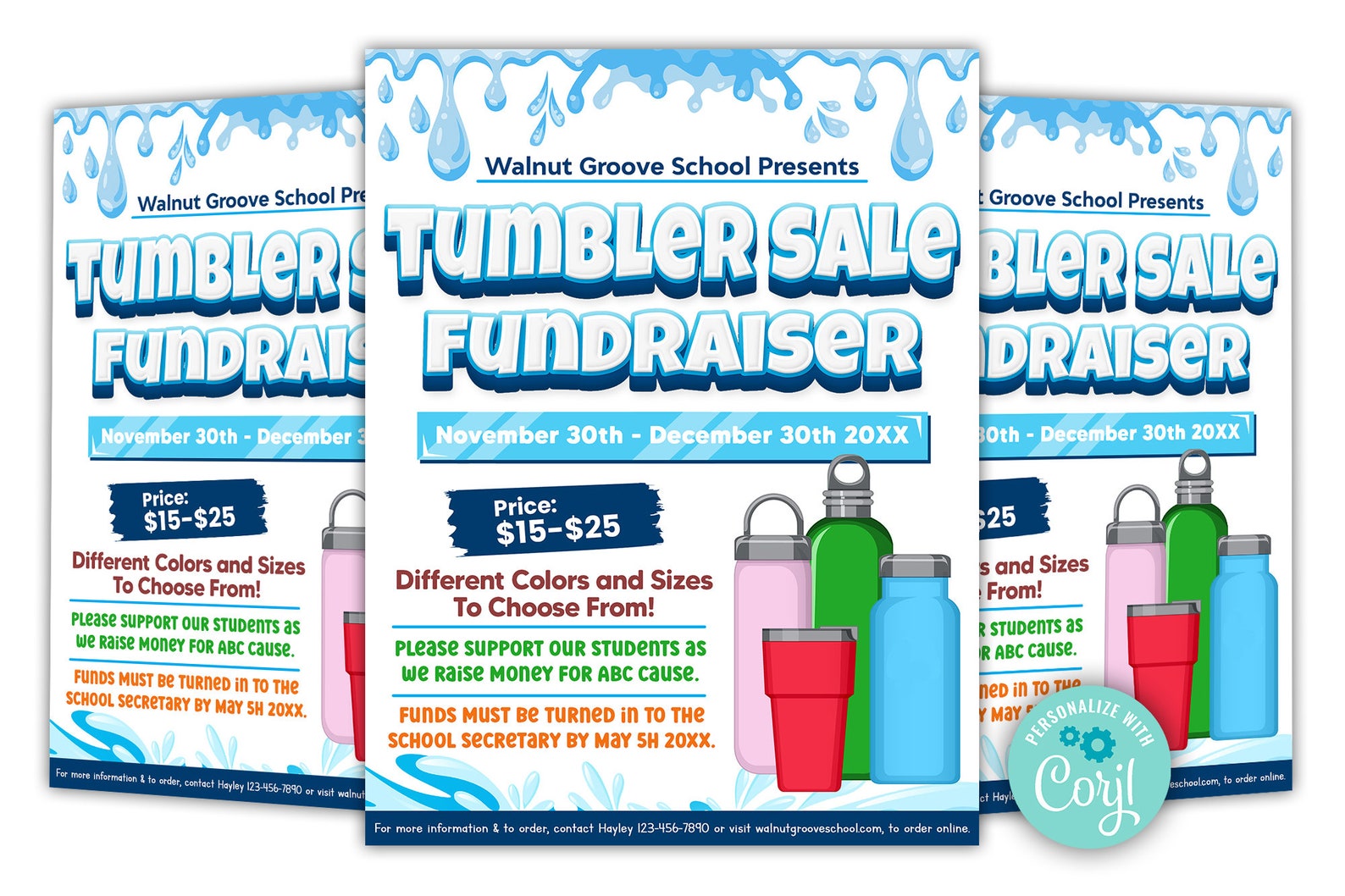 Editable Tumbler Sale Fundraiser Flyer Template, Coffee Cup to Go Mug ...