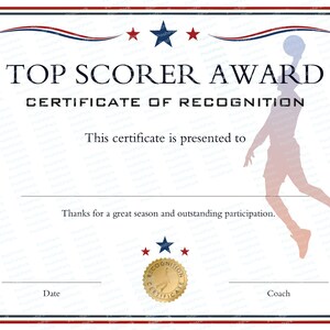 PRINTABLE Red White Blue PDF End of Season Basketball Award ...