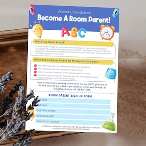 Editable Room Parent Form Flyer Template, PTA Forms, Editable Sign up ...