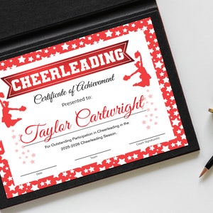 Editable Cheer Certificates, Cheerleader Certificate Red and Blue Set ...