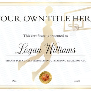 EDITABLE End of Season Basketball Award Certificates, 16 Basketball ...