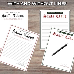 Christmas Stationery Printable, PDF Santa Stationary Download, Red ...